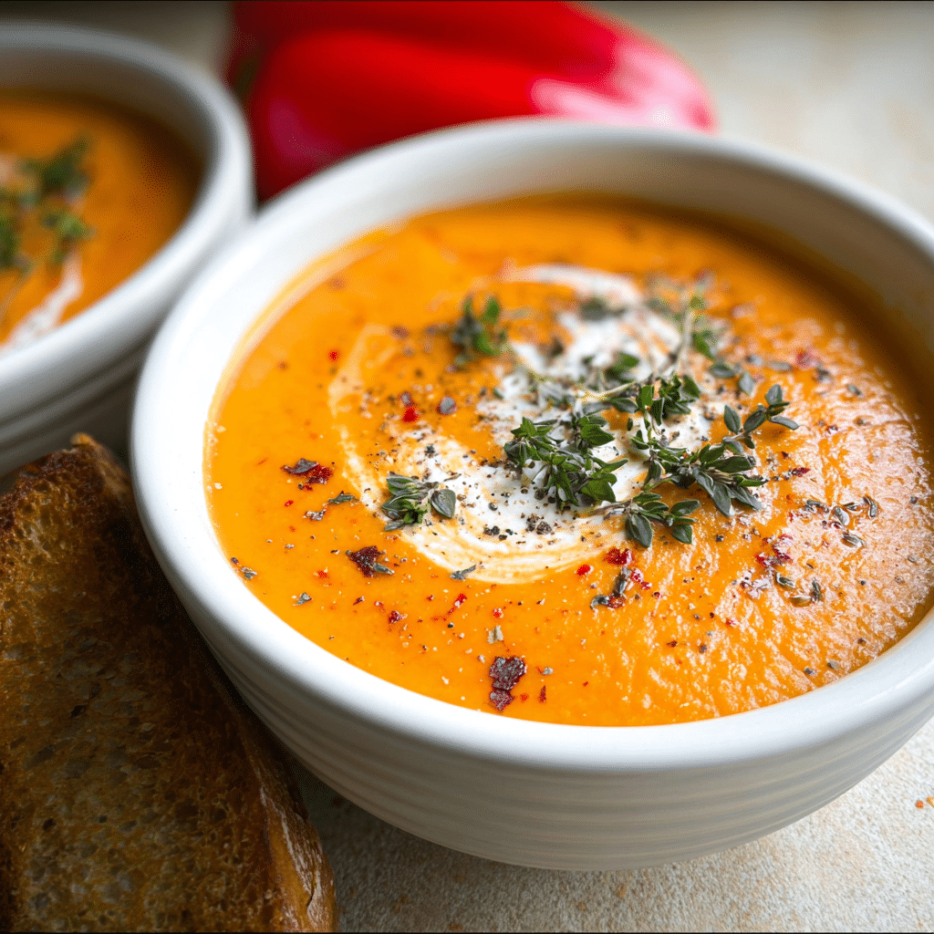 Roasted Butternut Squash and Red Pepper Soup